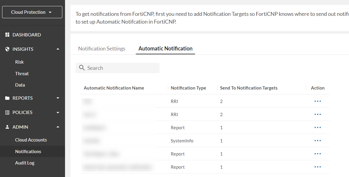 Create System Information Automatic Notification | FortiCNP 22.4.a